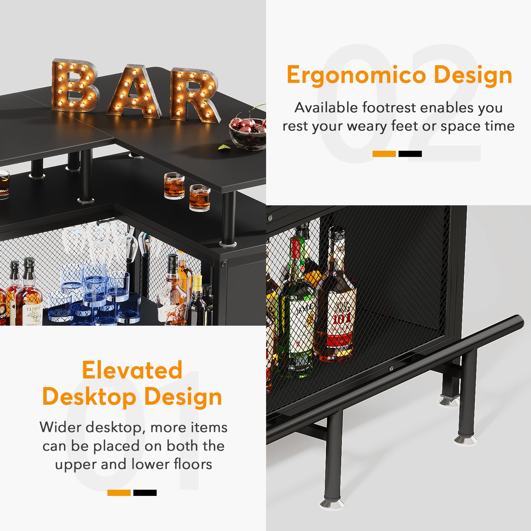 Mua Tribesigns Home Bar Unit, L-Shaped Bar Table with Stemware Racks ...
