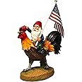 Amazon.com: Funny Guy Mugs Gnome Riding A Rooster Garden Gnome Statue ...