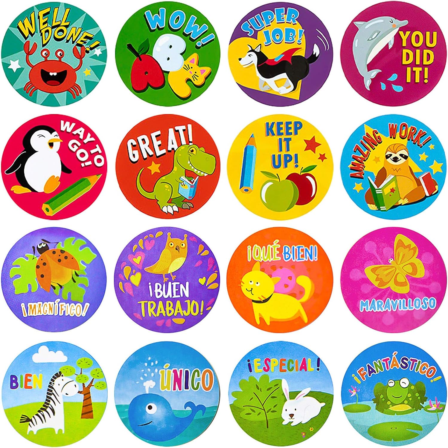 2000 Pieces Teacher Motivational Stickers Animal Encouragement Stickers ...