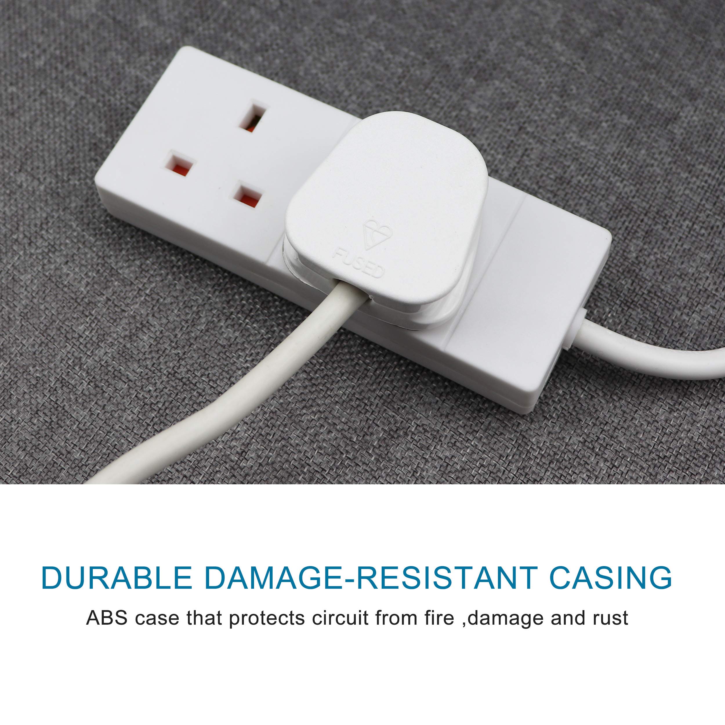 ExtraStar 2 Way Extension Lead, 13A Fused UK Plug Adapter, 1 Metre ...