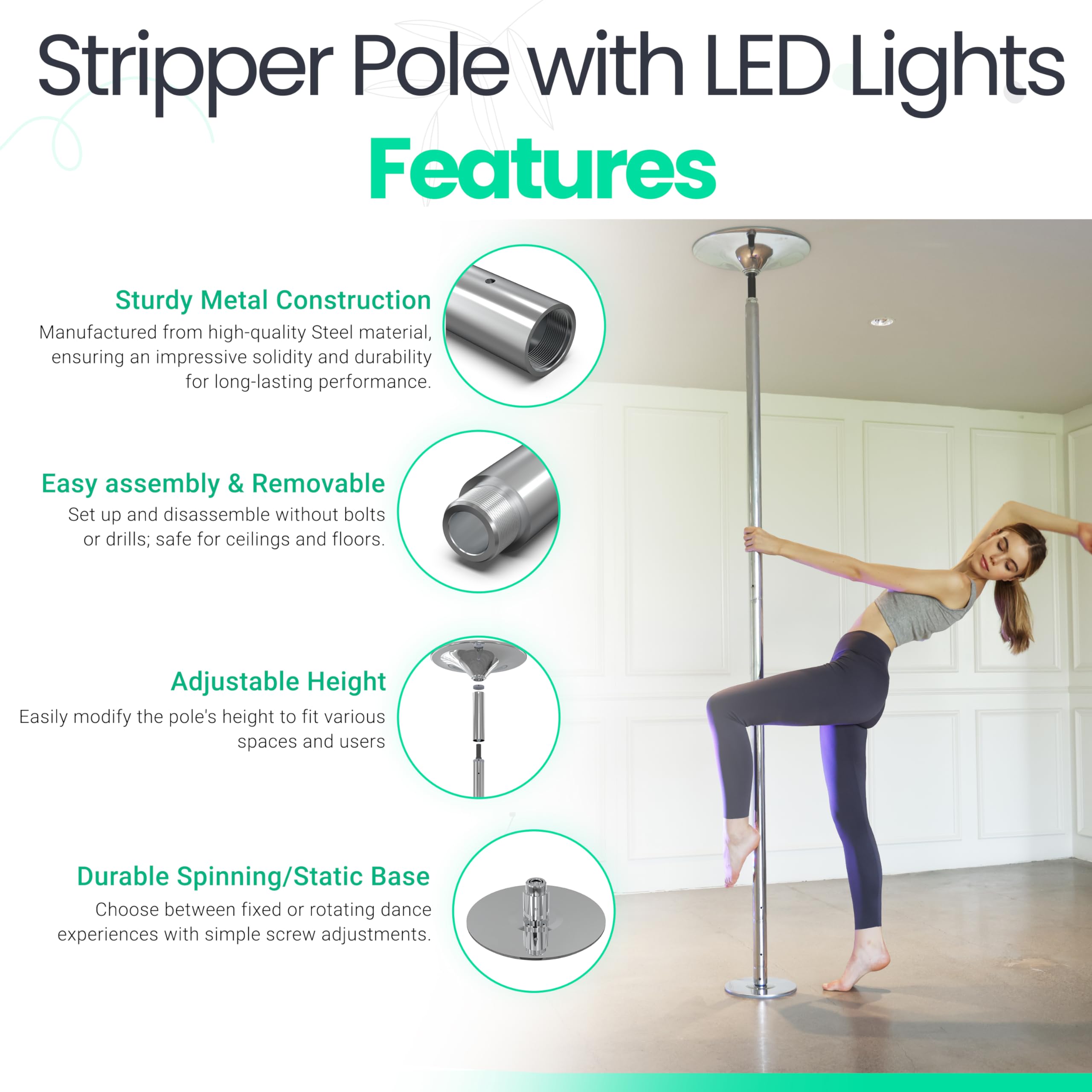 Mua GOODTIMES Dance Pole - Professional Dancing Pole with LED Lights ...