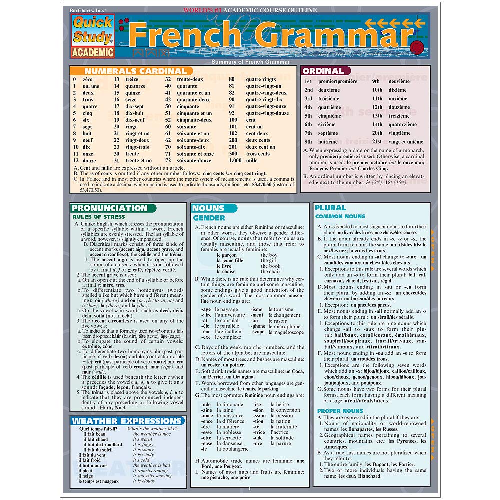 Mua French Grammar: a QuickStudy Laminated Reference Guide French Grammar: a QuickStudy ...
