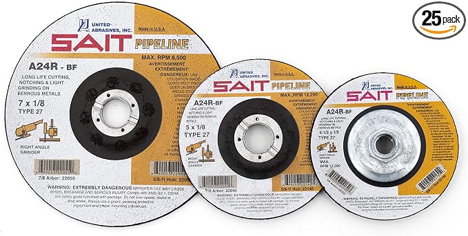 SAIT A24R-BF Abrasive Grinding Wheel 4-1/2 inch Type 27 Grinding Discs ...