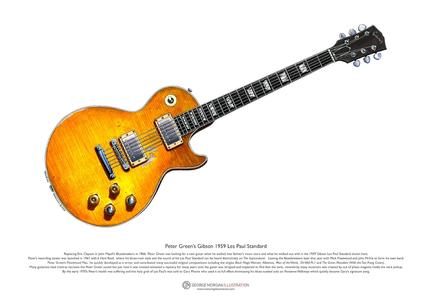 Peter Green's Gibson 1959 Les Paul Standard ART POSTER A3 size: Amazon ...