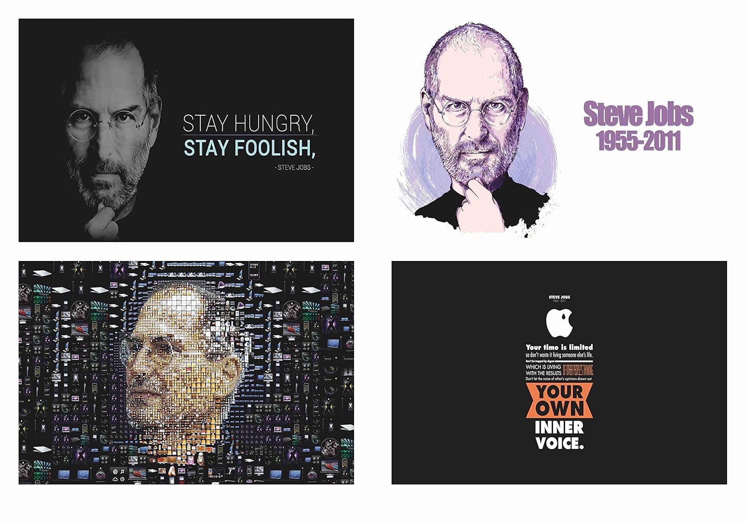 Steve Jobs Combo Poster Set of 4 Posters (Gloss Laminated, 12X18 Inch ...