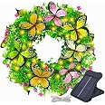Amazon.com: Summer Wreaths for Front Door with Solar Lights, 18in ...