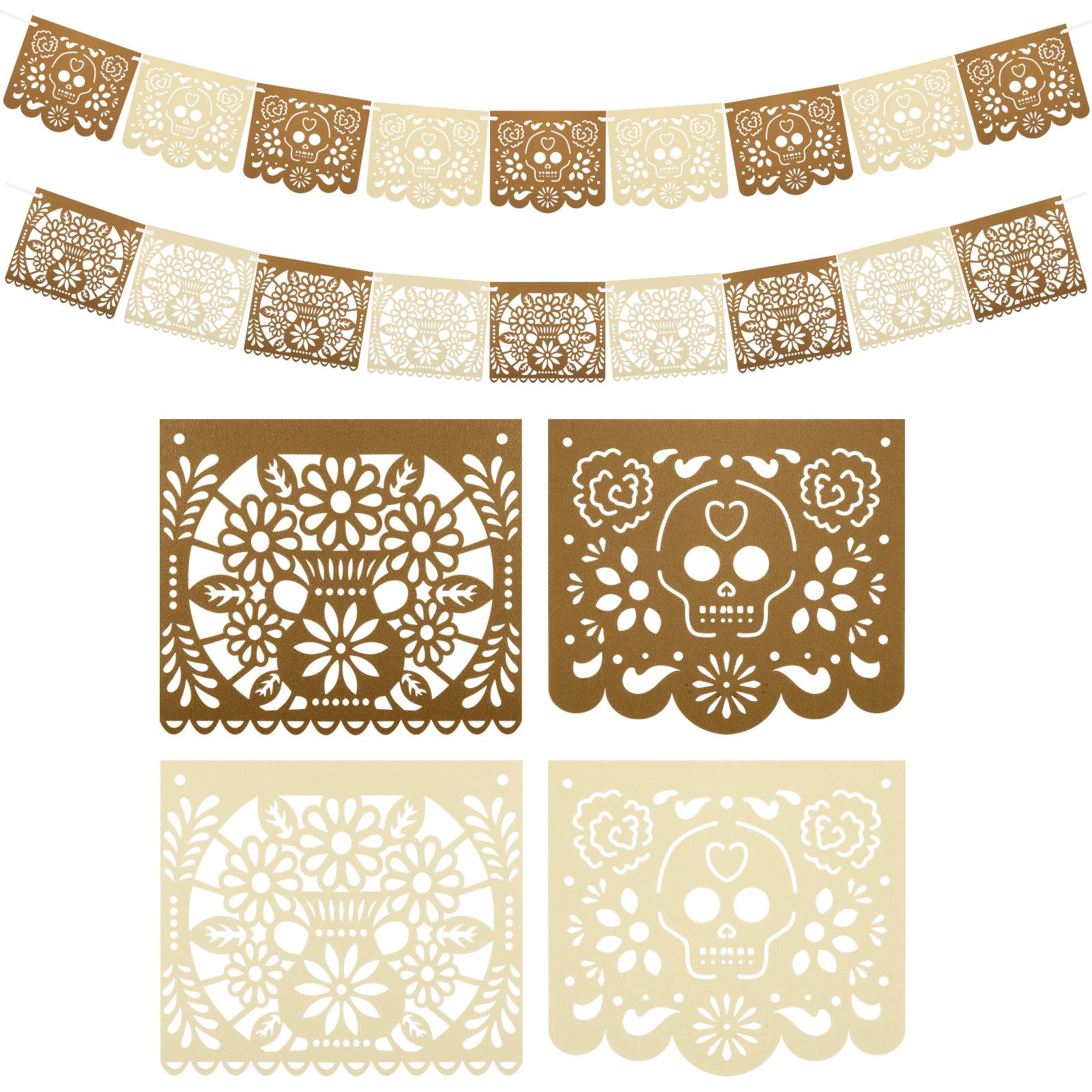 TaoBary Papel Picado Banner (2 Pack-9 Paper Flags Per Banner) Mexican ...
