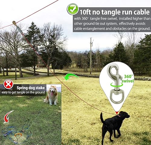 100 Foot Dog Trolley Heavy Duty Aerial Dog Tie Out Trolley System For