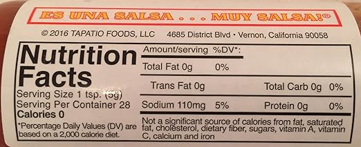 Tapatio Hot Sauce Nutrition Facts | Besto Blog