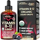 Amazon.com: USDA Organic Vitamin B12 Sublingual Drops - 5000 mcg Liquid ...