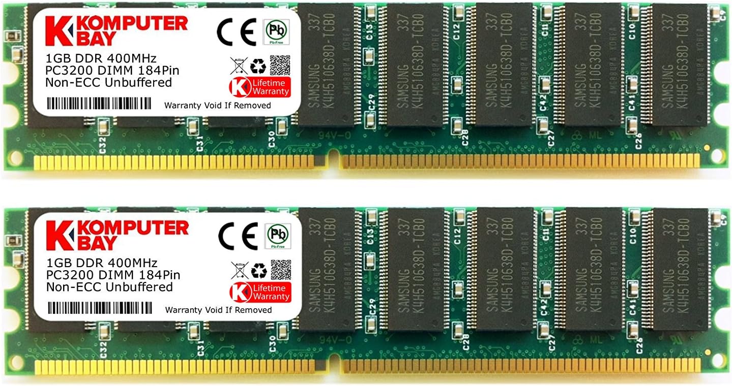 Komputerbay 2GB (2 X 1GB) DDR DIMM (184 PIN) 400Mhz DDR400 PC3200 ...