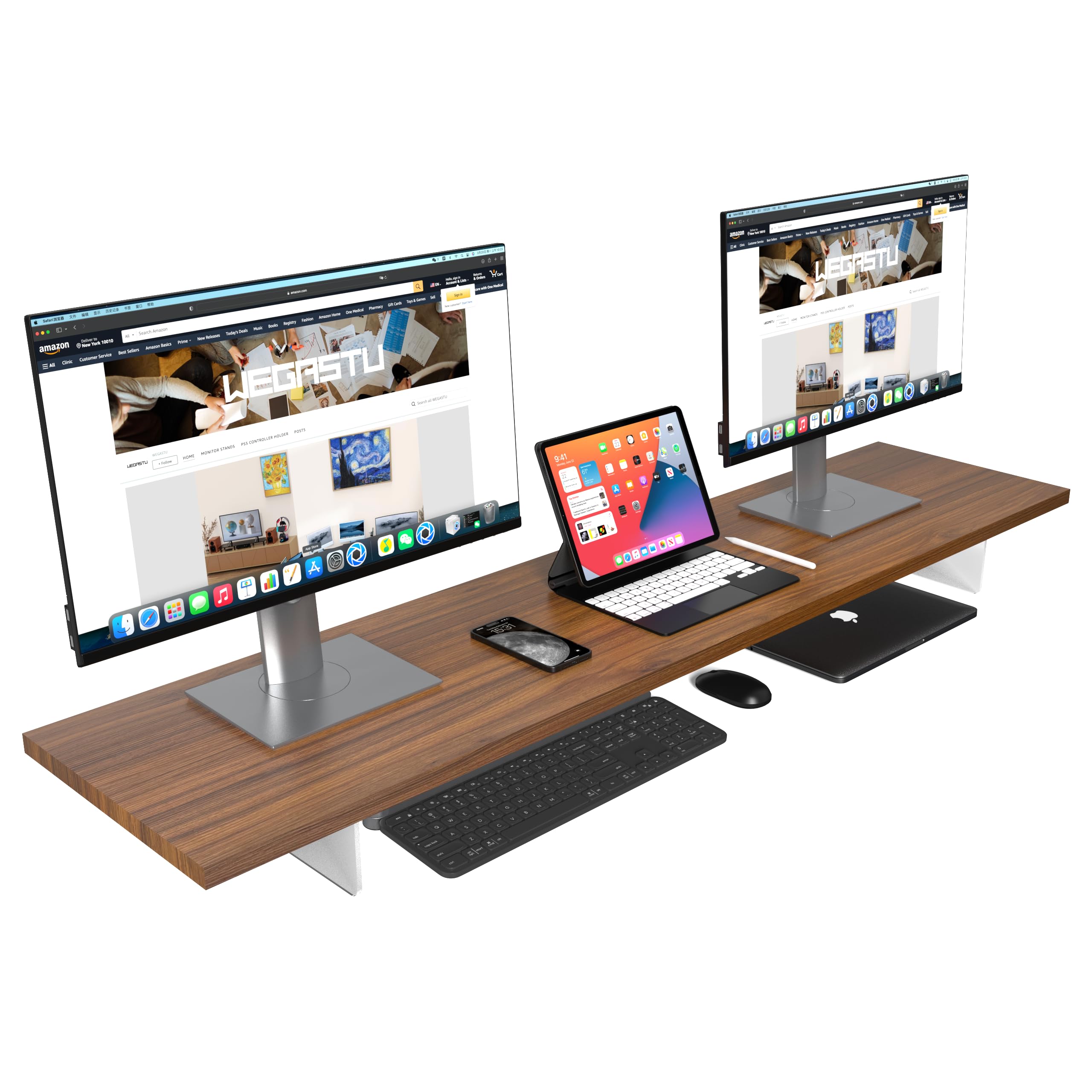 WEGASTU Crystal Clear Acrylic Monitor Stand,Leg levitating design ...