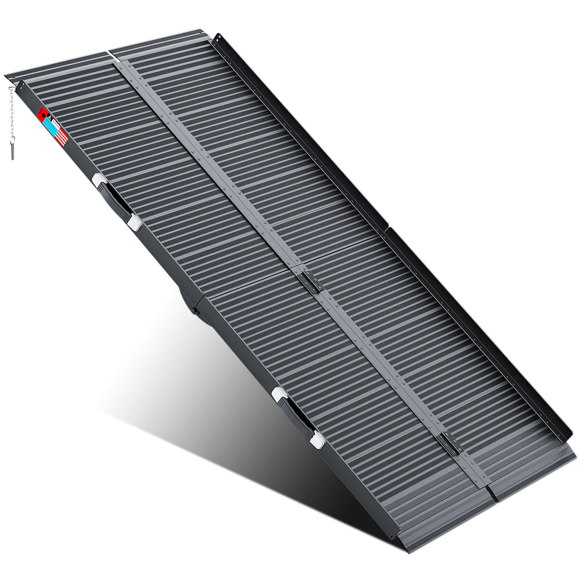 WHALEMOTOR Black Portable Wheelchair Ramp, 6FT No-sew Non-Slip Aluminum ...