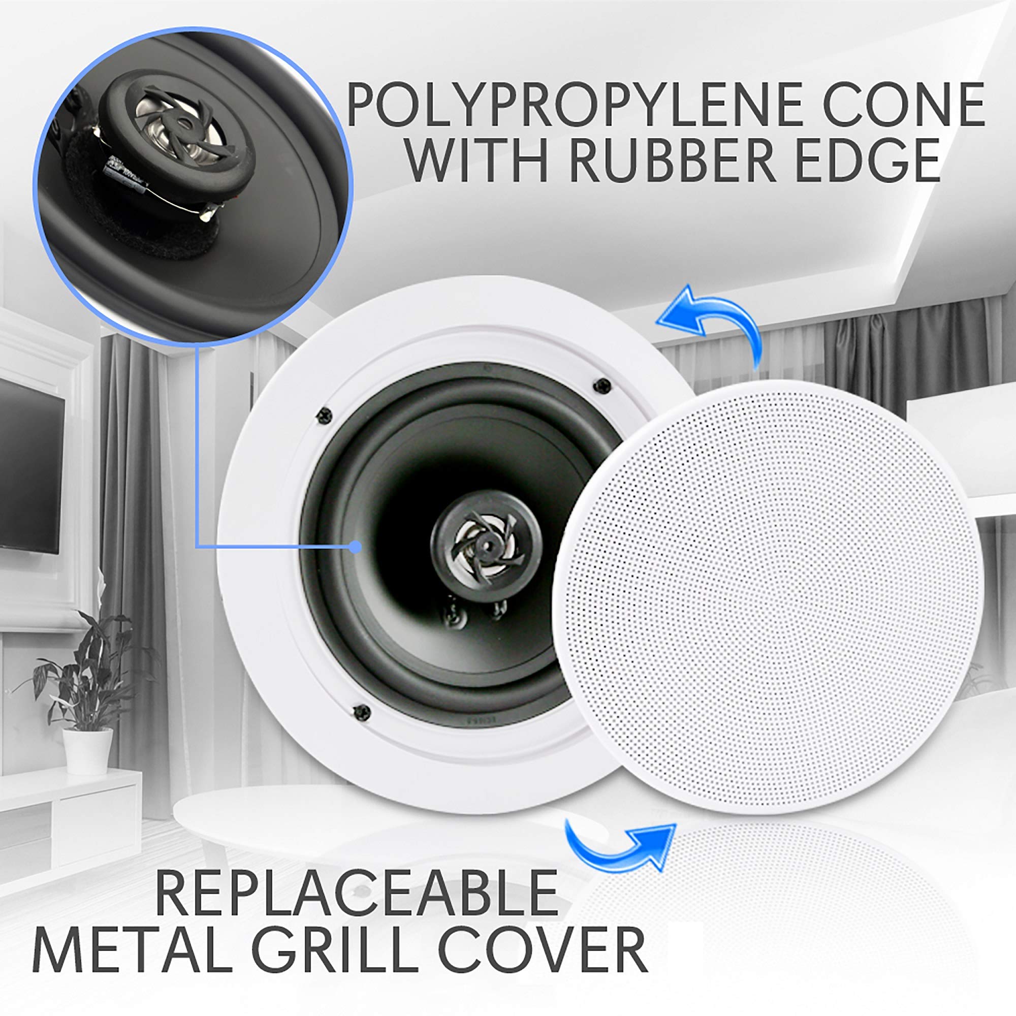 Mua Pyle 6.5” Pair Bluetooth Flush Mount In-wall In-ceiling 2-Way ...