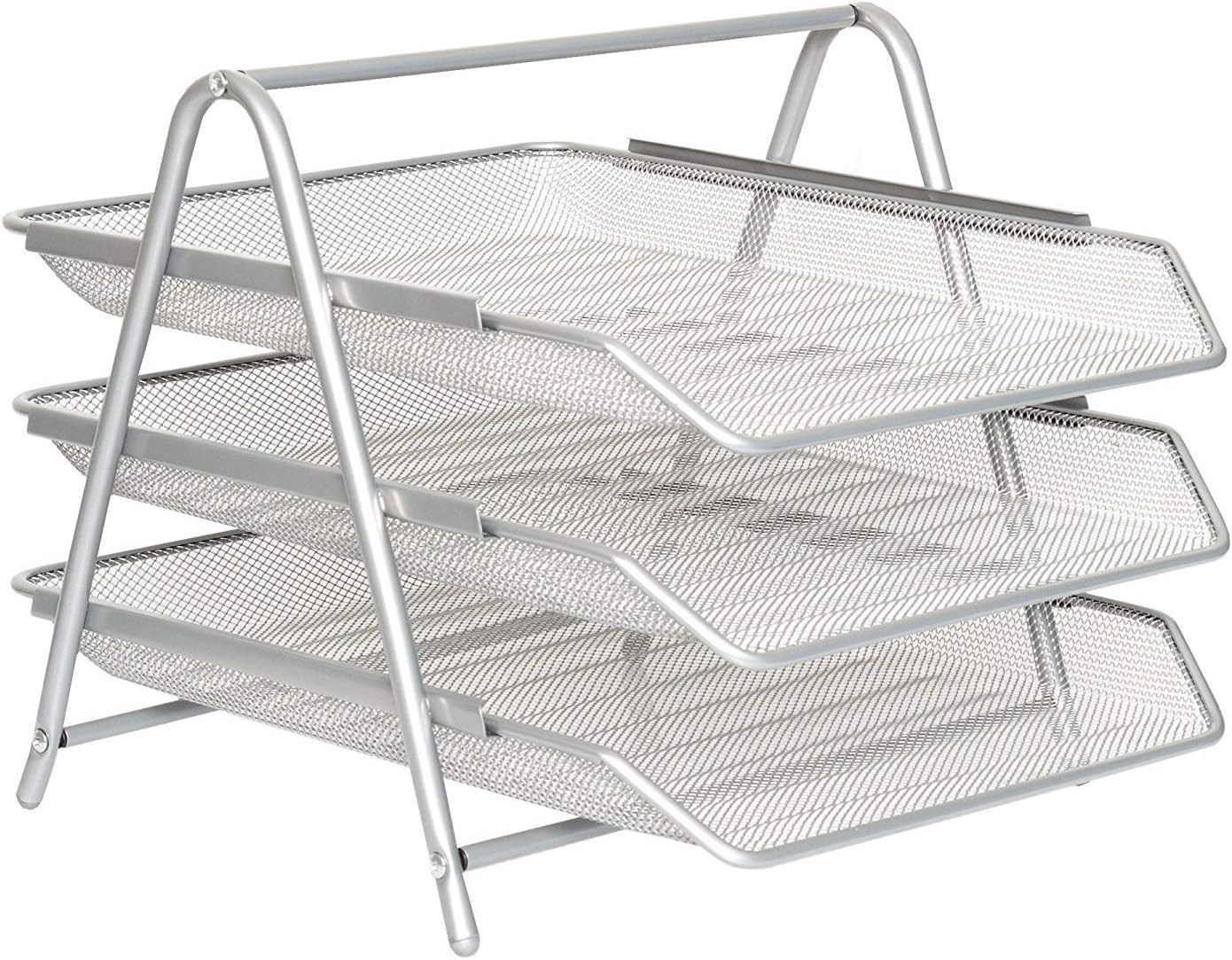 Zuvo Mesh Desk Organiser 3 Tier Letter Tray Organizer Office Desktop ...