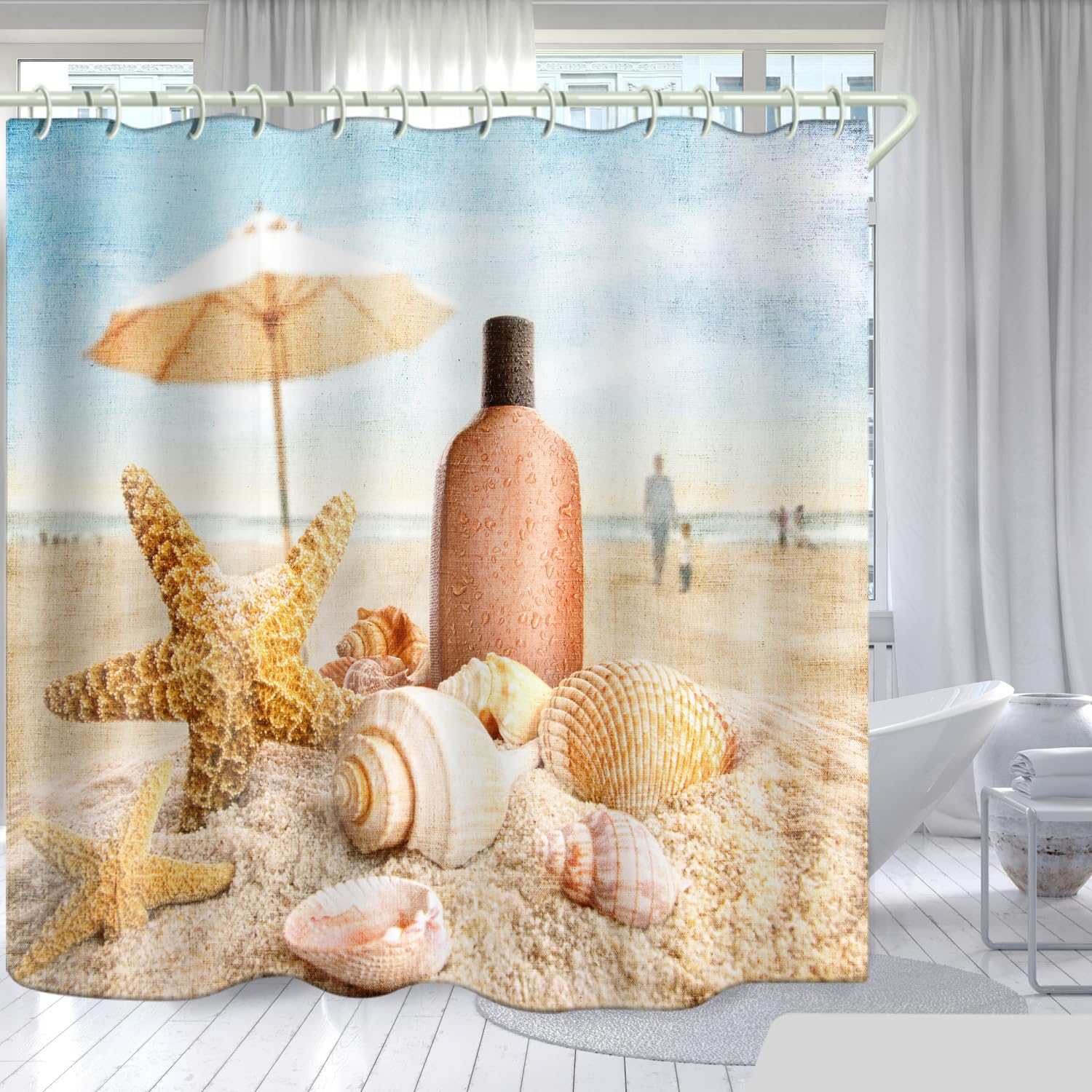 WODEJIA Polyester Bath Blind Set Hooks & Liners in Bath Room Shower ...