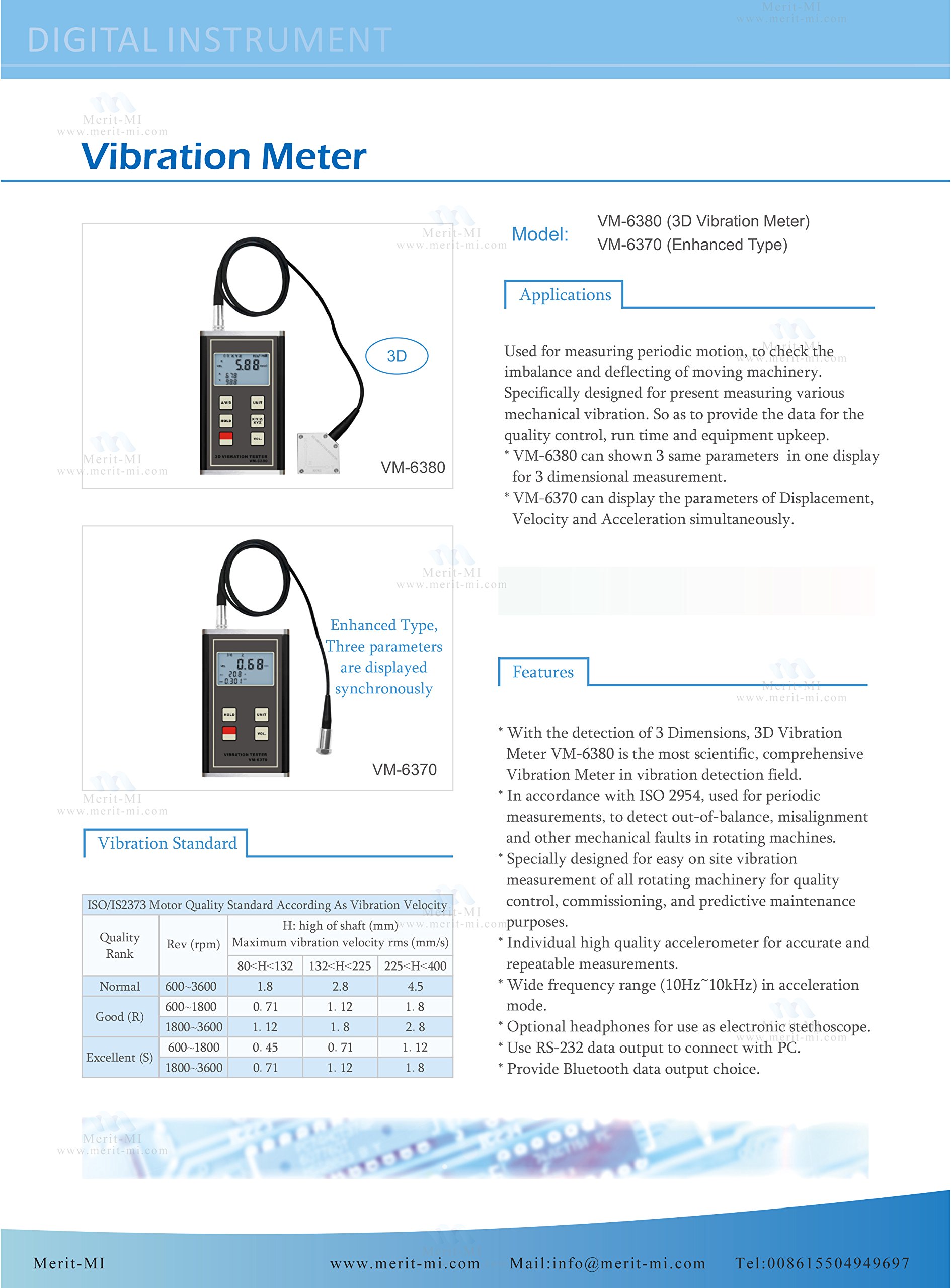 Vibration Meter VM 6320 Portable Piezoelectric Transducer Vibrometer ...