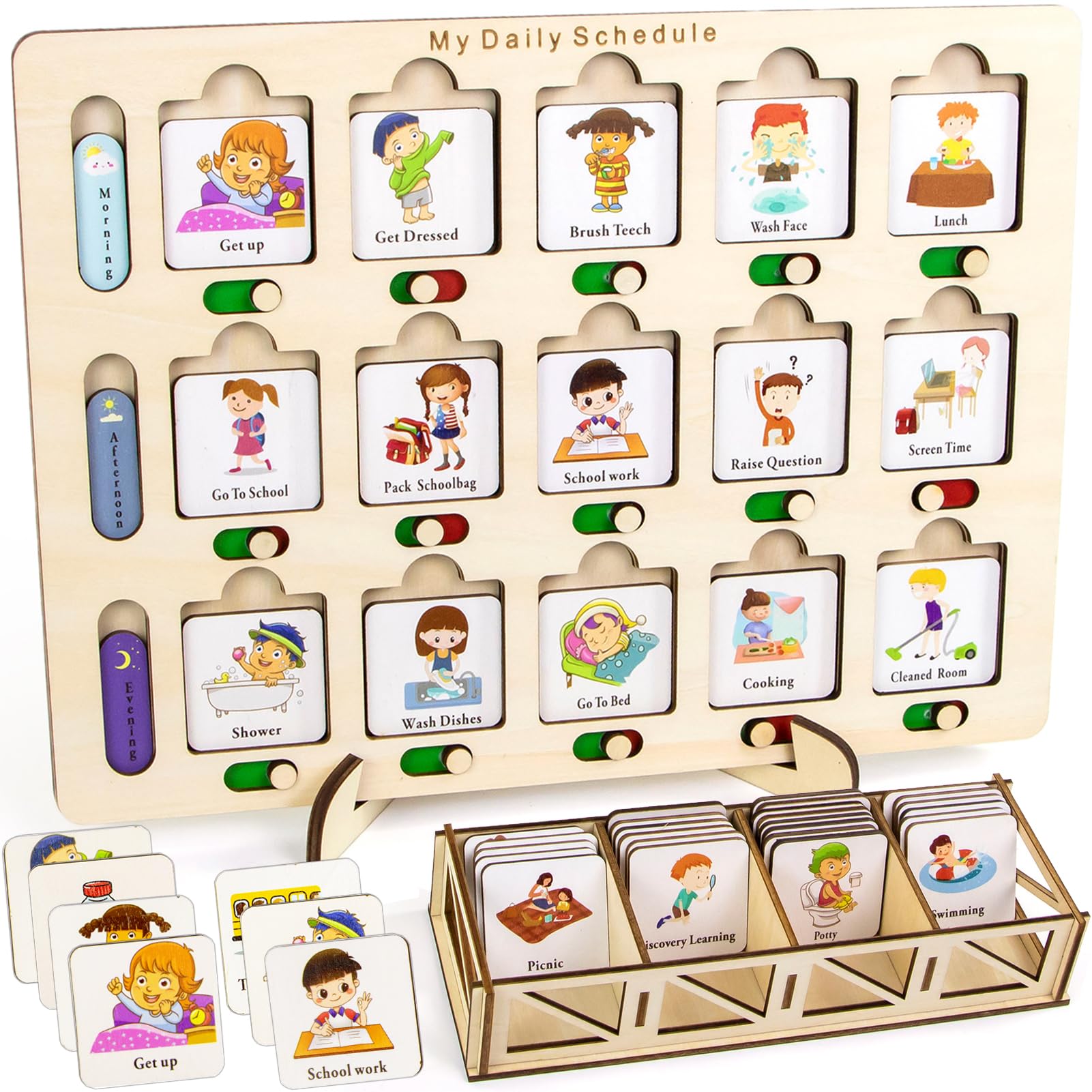 TEUVO Visual Schedule for Kids 3 4 5 6 Years Old, Chores Chart Autism ...