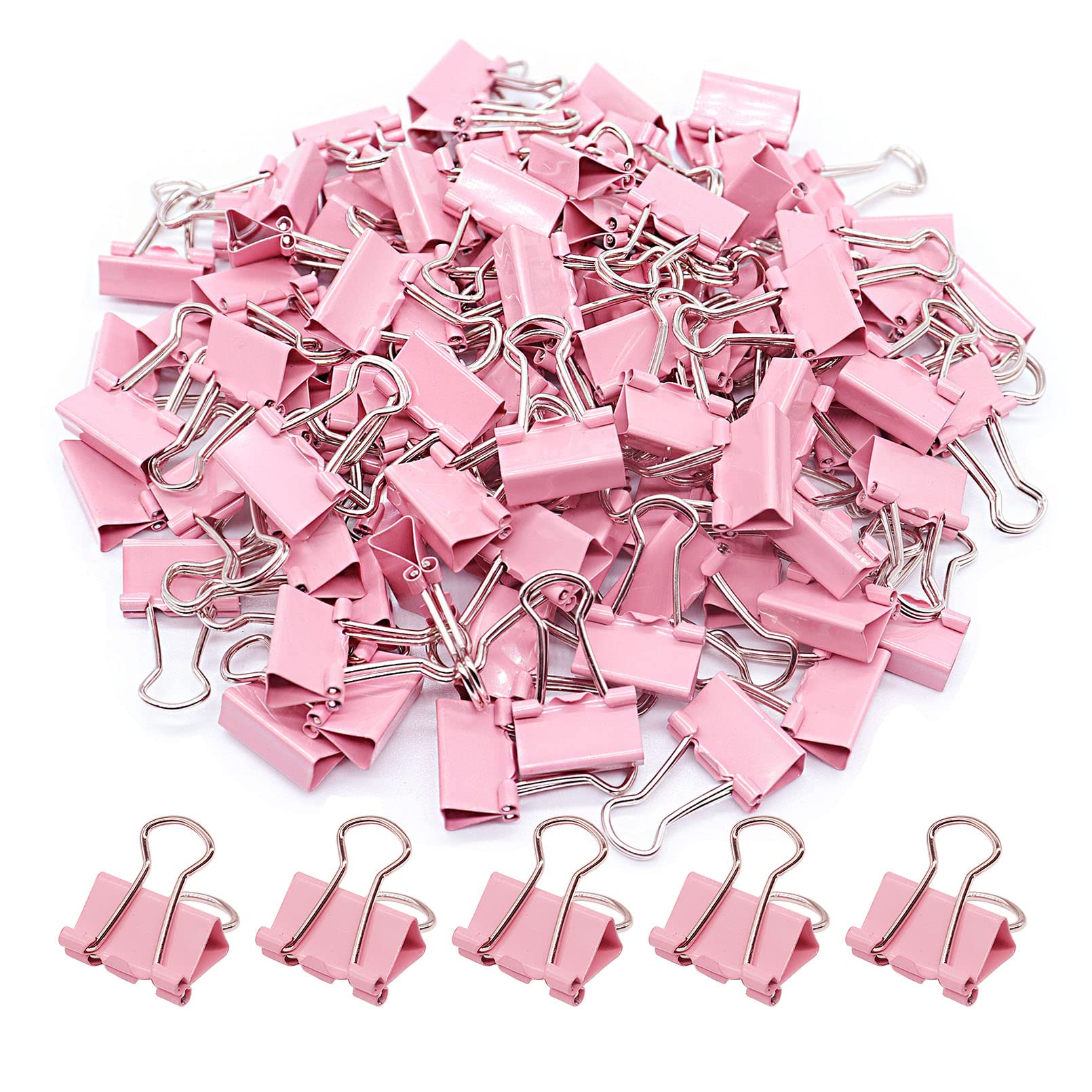 Pink Binder Clips, Mini Paper Clip, Small Paper Clamps 15mm (5/8 inch ...