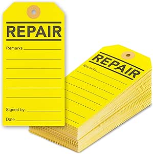 Amazon.com : Maintenance Repair Tags (Yellow, 2.6 x 5.25 in, 100 Pack ...