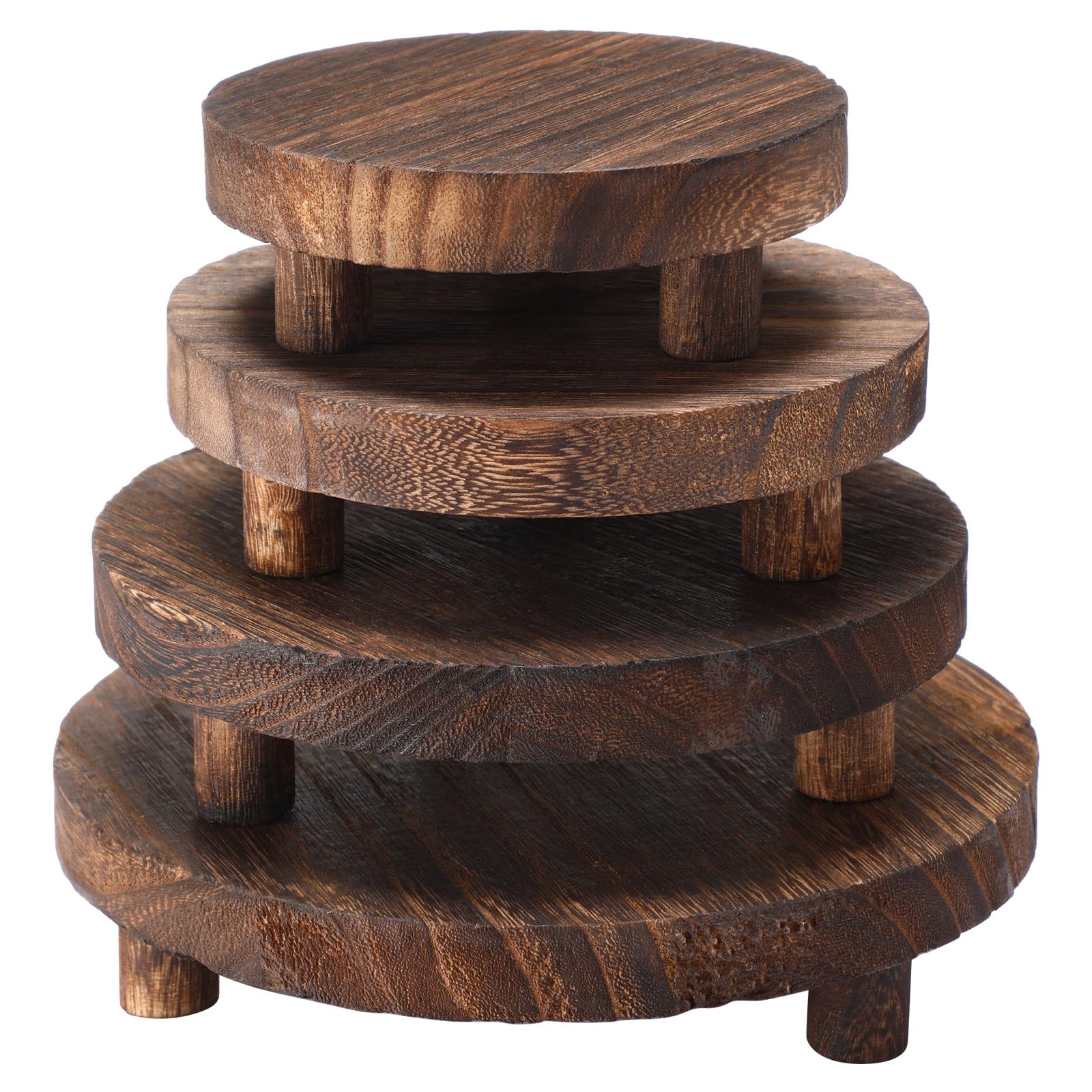 Geetery 4 Pcs Wooden Risers for Display Wood Pedestal Stand for Display ...