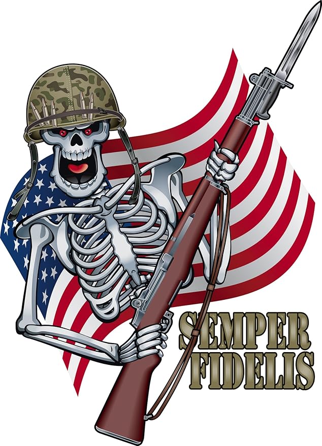 Amazon.com: American Soldier Skeleton with Flag and Semper Fidelis ...