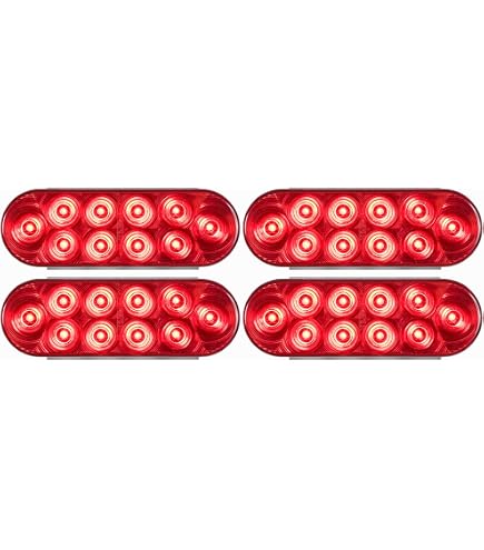 Red Led Lights 6 Inch Oval Combination Stop/Turn/Tail/Backup Light - 4 ...