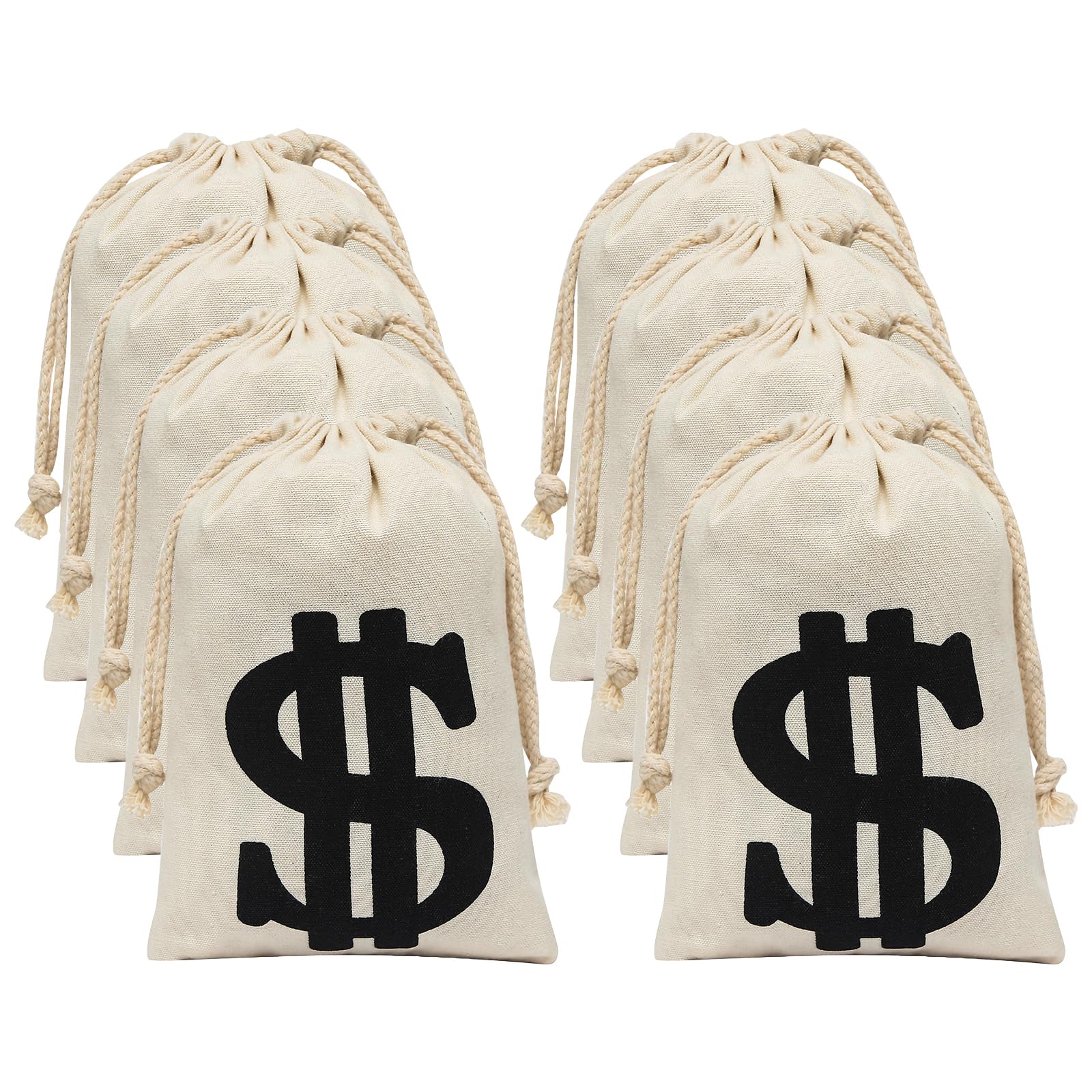 Eoocan 8 Pack Canvas Natural Money Bag Pouch with Drawstring Closure ...