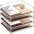 Amazon.com: SANRUI Acrylic Stackable Letter Tray Clear Paper Tray Desk ...
