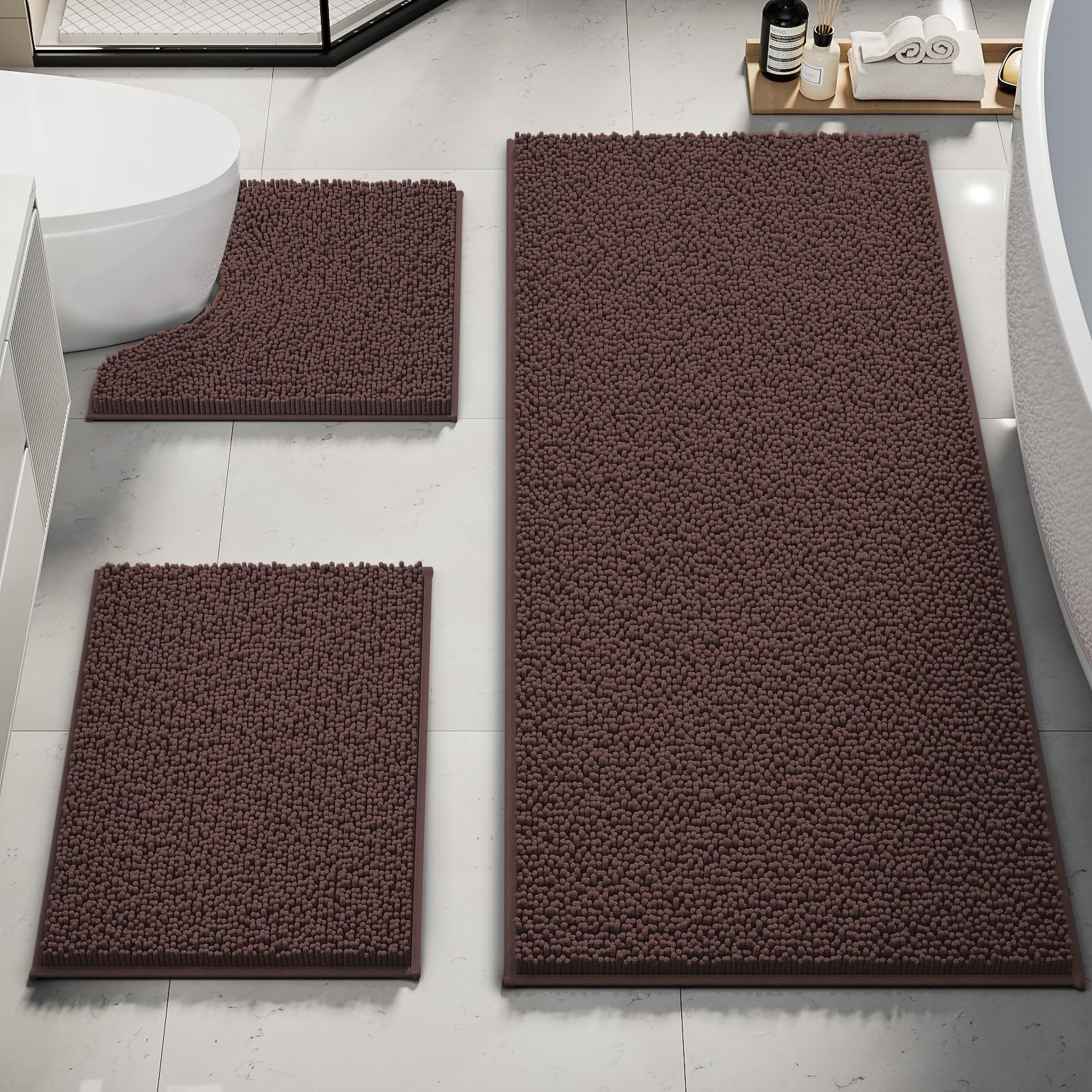 RUN HELIX Extra Large Bathroom Rugs Set 3 Pieces Thick Absorbent ...