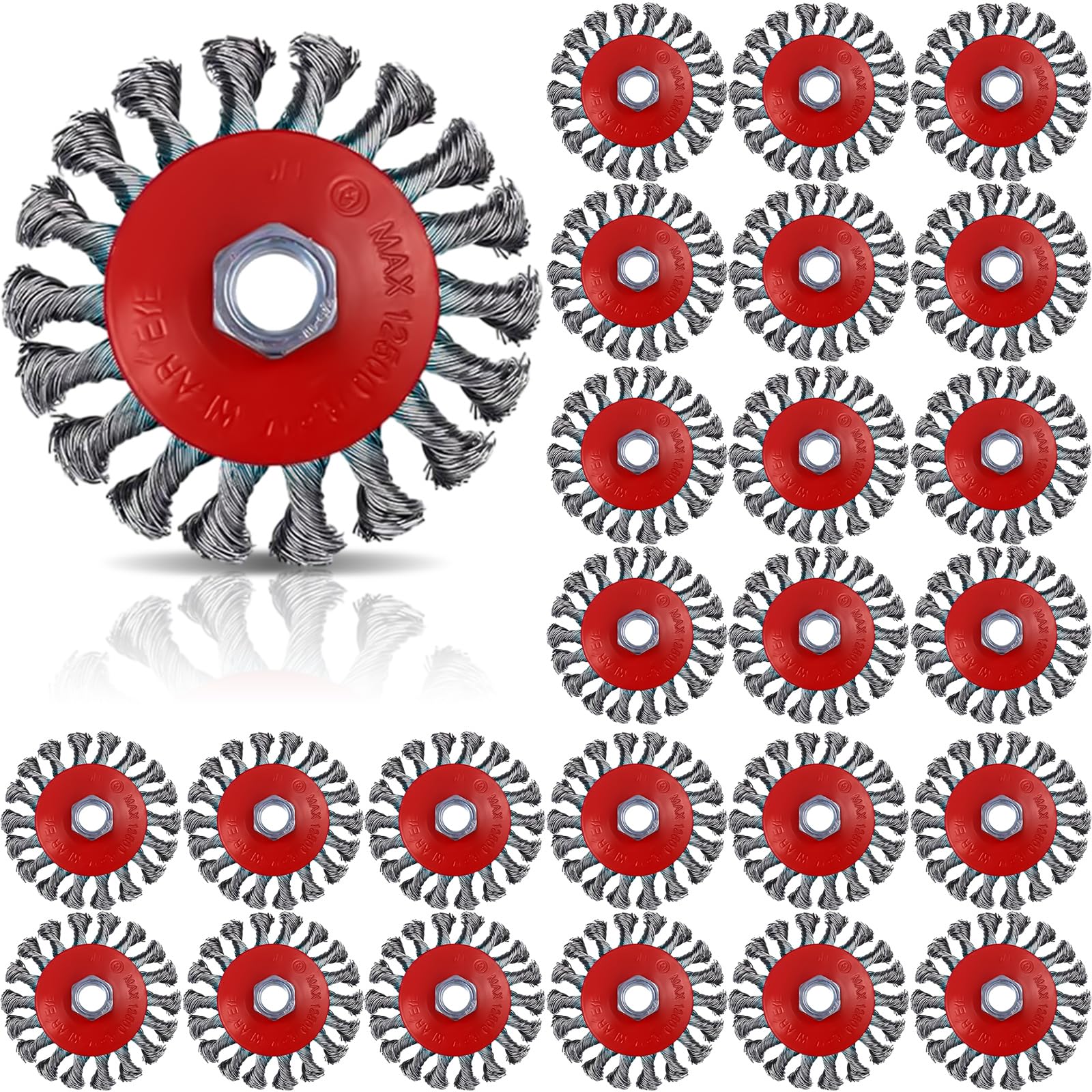 Tandefio 24 Pcs Wire Wheel Brush Wire Wheels with 5/8"-11 Threaded ...
