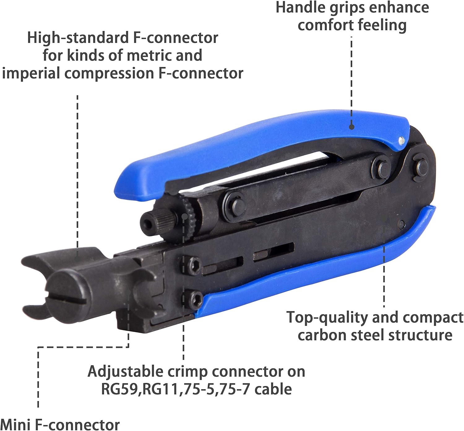 Coax Cable Crimper Kit, Compression Tool Coax Cable Crimper Kit, Adjustable RG6 RG59 RG11 75-5 ...