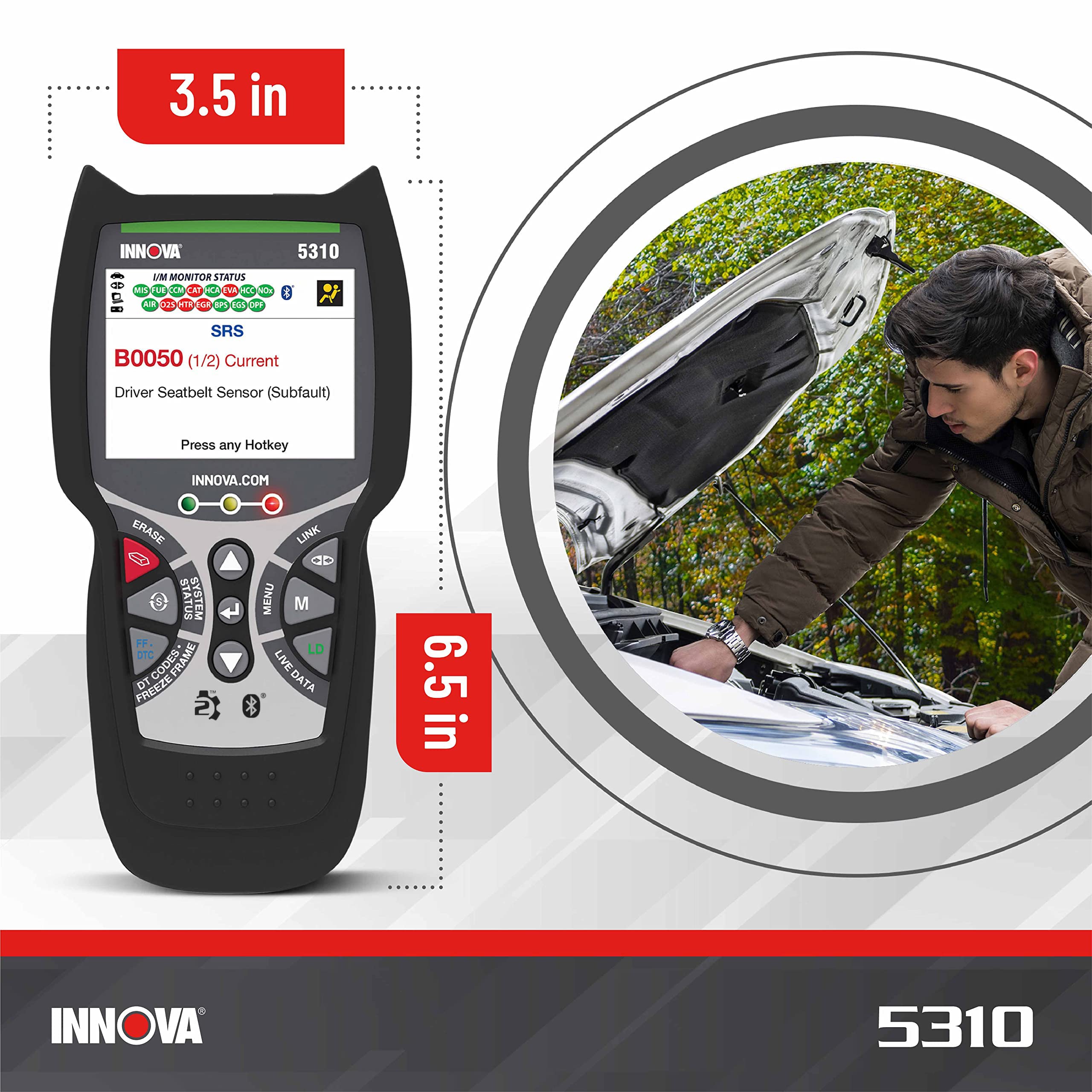 INNOVA 5310 - OBD2 Scanner Diagnostic Tool - Read/Erase ABS/SRS Codes ...