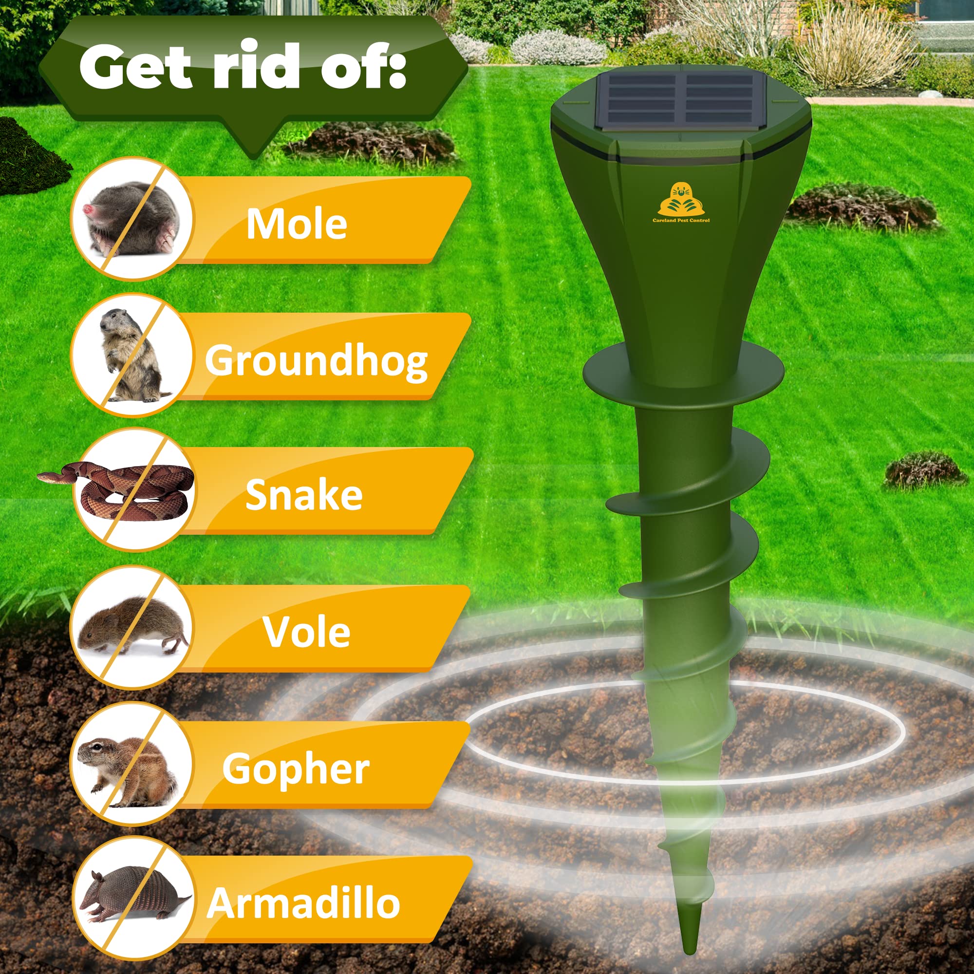 Mua Mole Repellent Screw Solar Powered Outdoor Groundhog Deterrent Vibration Stakes Quiet Get ...