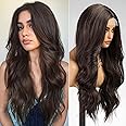 Amazon.com : KOME Ombre Brown Long Wavy Wig for Women,Lace Front Middle ...
