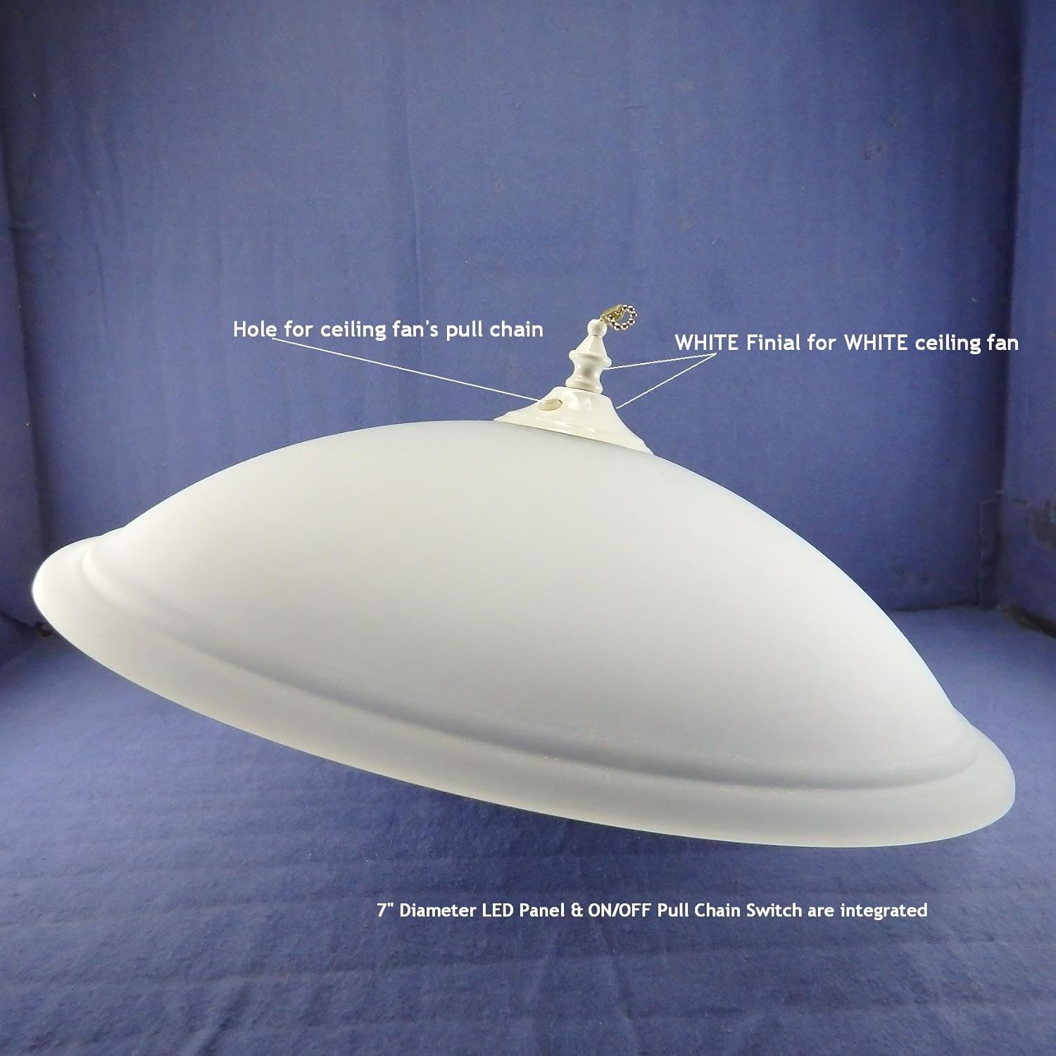 Frosted Glass Bowl w/LED Panel KIT w/DUAL LIGHT OUTPUT - 7" Diameter ...