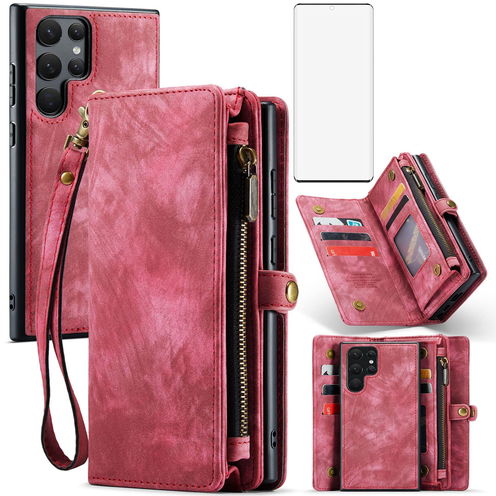 Asuwish Phone Case for Samsung Galaxy S22 Ultra 5G Zipper Wallet Cover ...