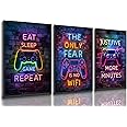 Amazon.com: Yolbcdr Neon Gaming Posters Video Game Wall Art Prints Set ...