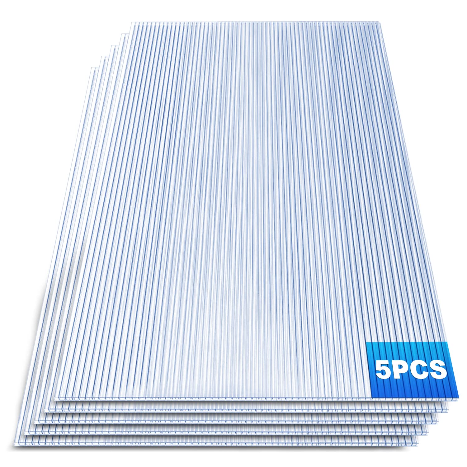 Fuairmee Twin Wall 8mm 5 Pcs Polycarbonate Greenhouse Panels 4' X 2 ...