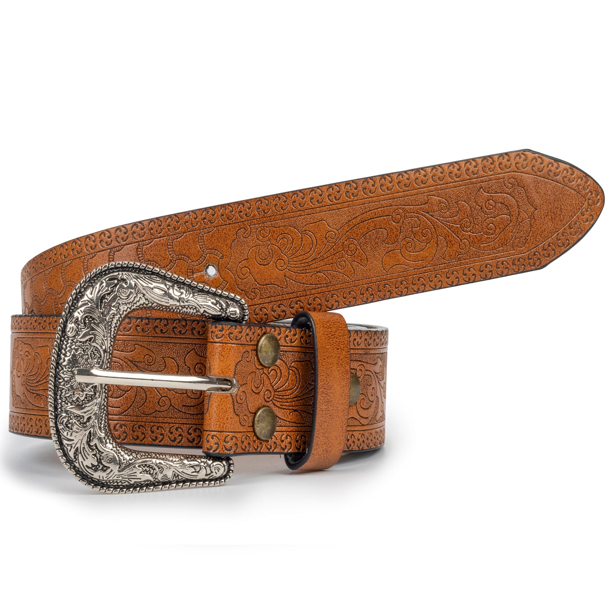 IZUS Women Vintage-Cowboy-Belt Western-Cowgirl Leather-Belt Floral ...