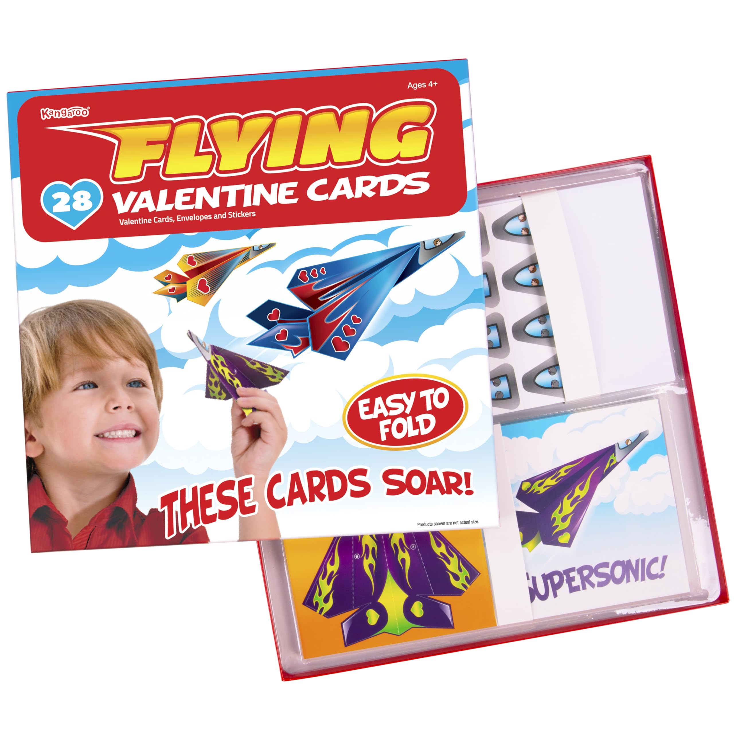 28-Pack Flying Paper Airplanes Valentines Cards For Kids Classroom With ...