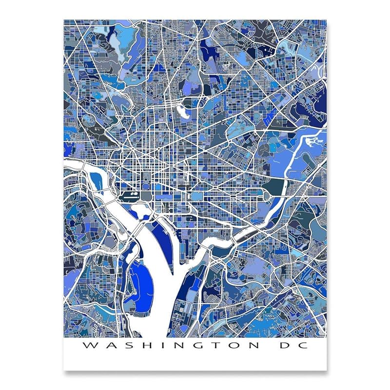 Amazon.com: Washington DC Map Art Print 8x10, Washington DC Poster ...