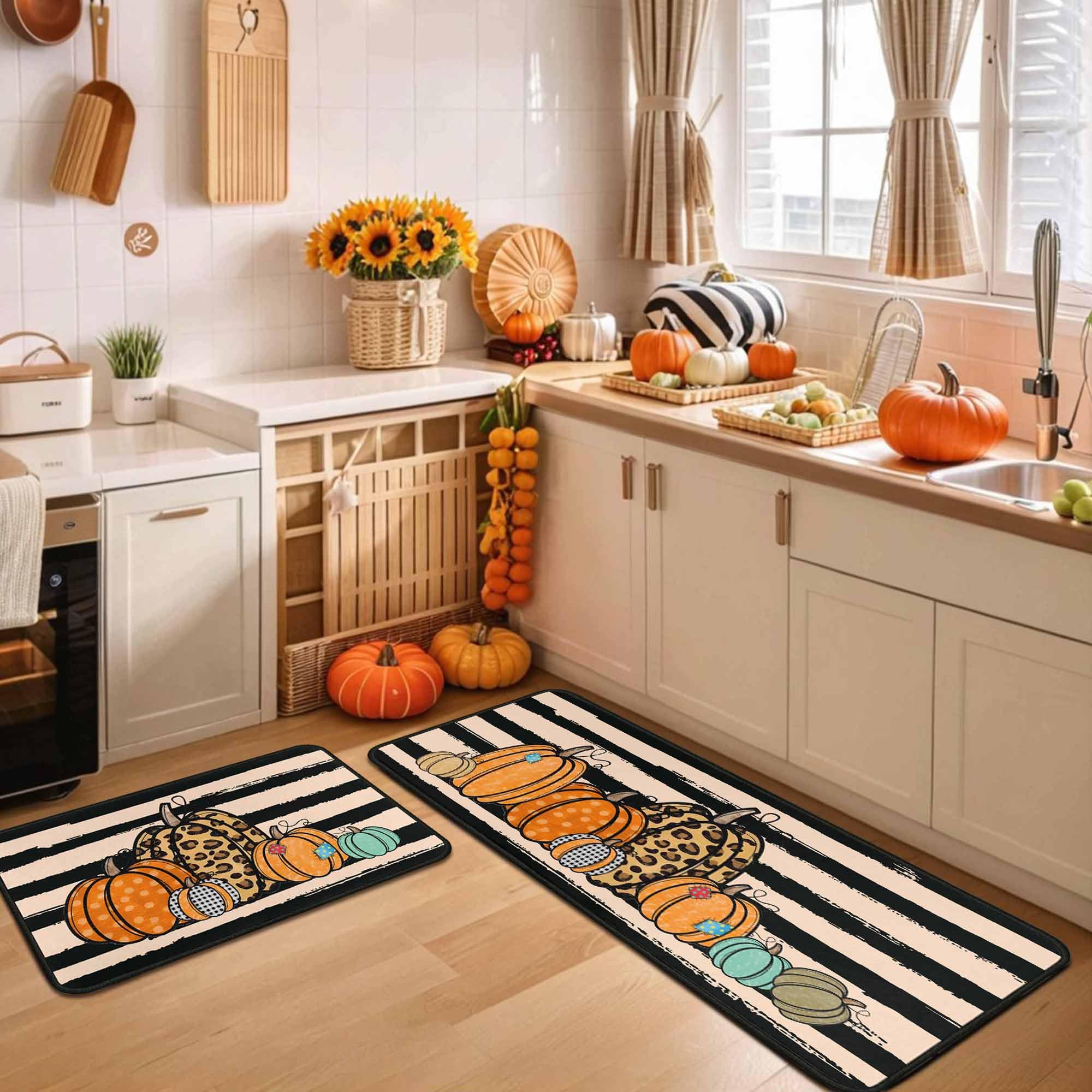Yovirinto Pumpkin Fall Kitchen Rugs and Mats Set of 2 PCS, Pumpkins ...