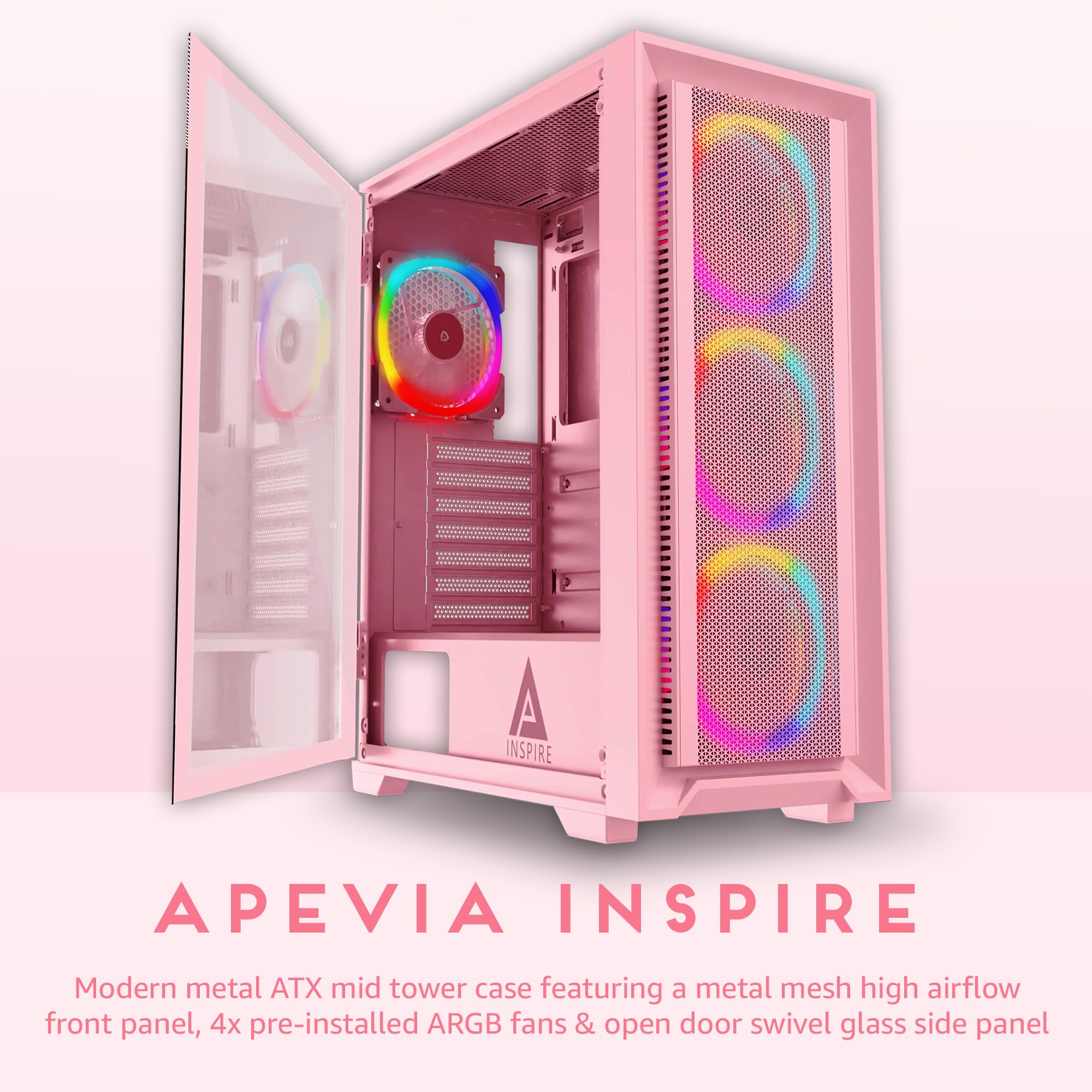 Mua Apevia Inspire-PK Inspire Mid Tower ATX Gaming PC Case w/ 4X 120mm ...