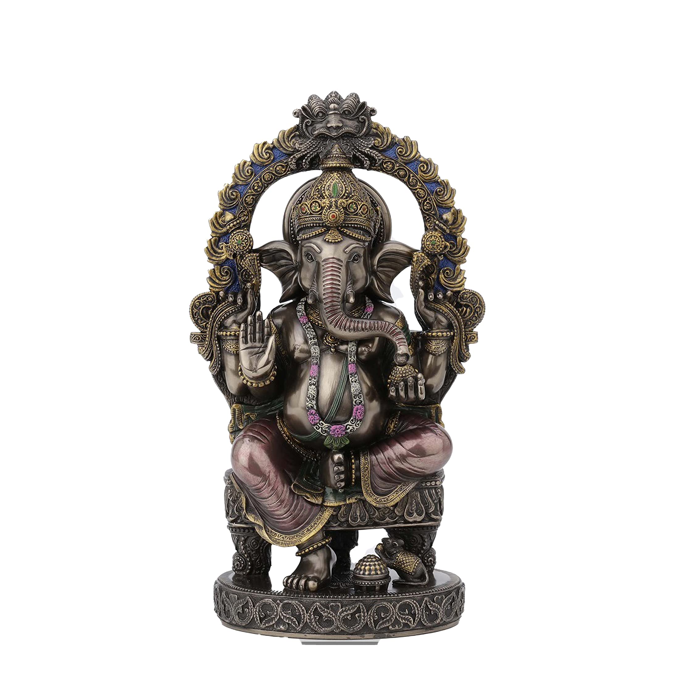 Veronese Design 10 1/4 Inch Tall Lord Ganesha Sitting On Throne with ...