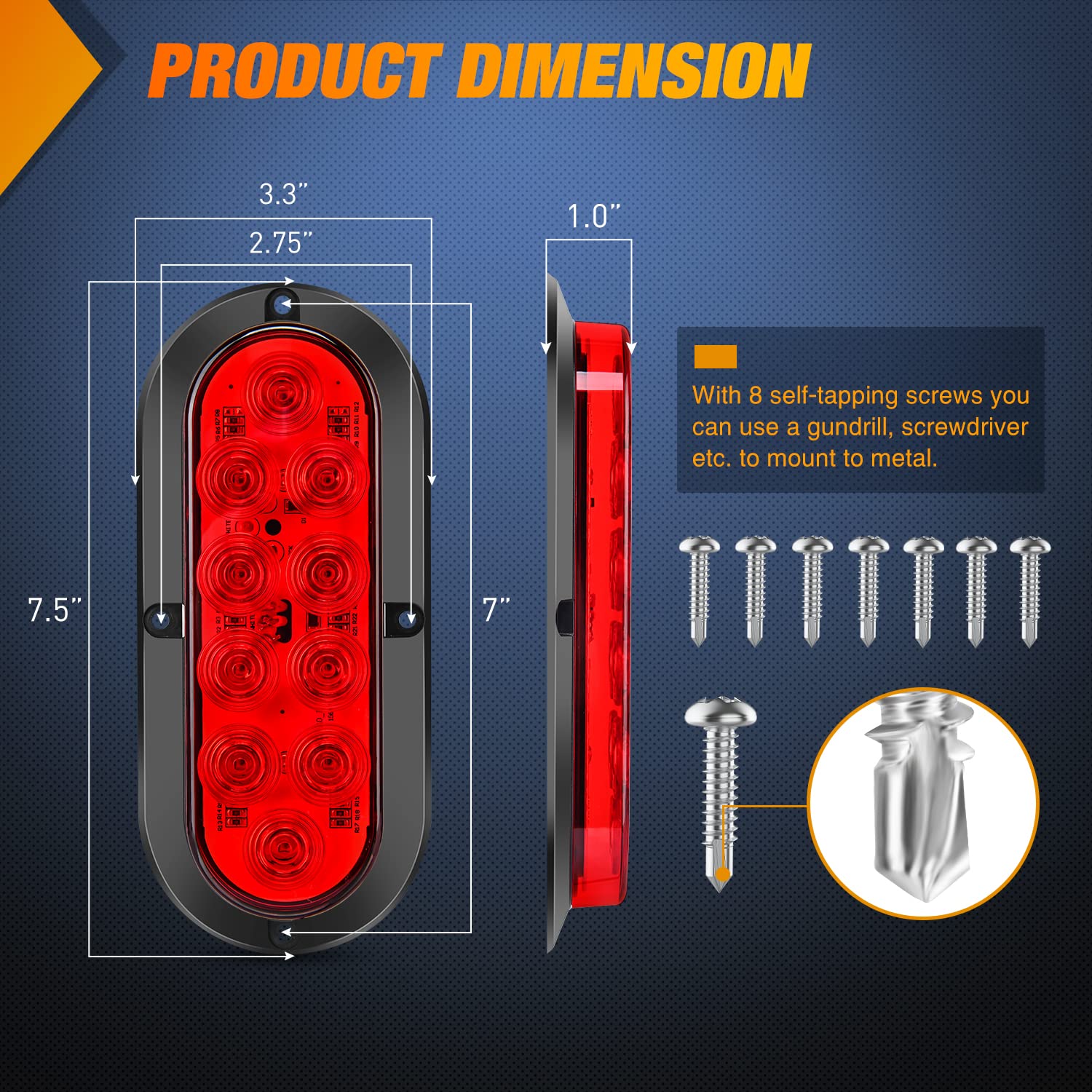 Mua Nilight 6 Inch Oval Red White Amber LED Trailer Tail Light 6PCS ...