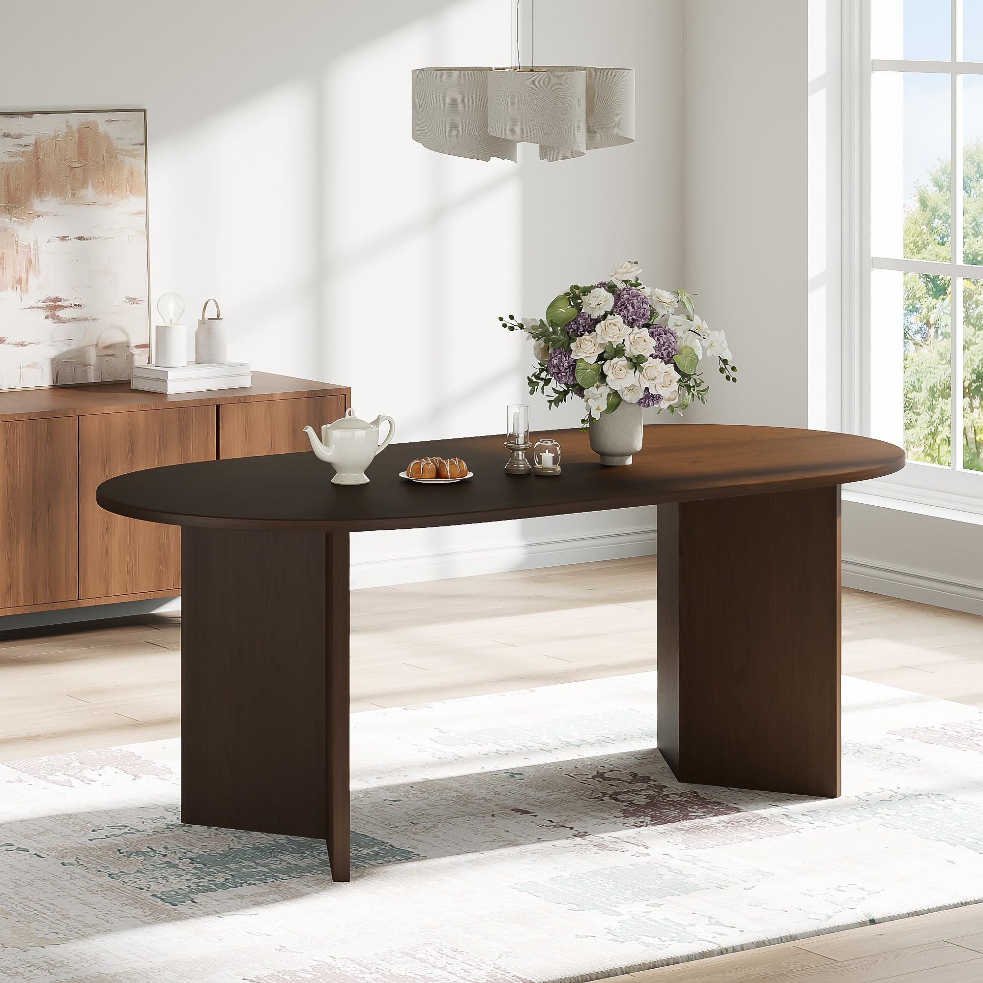 Casaphoria 67" Dining Table for 6, Wood Kitchen Table with Scratch ...