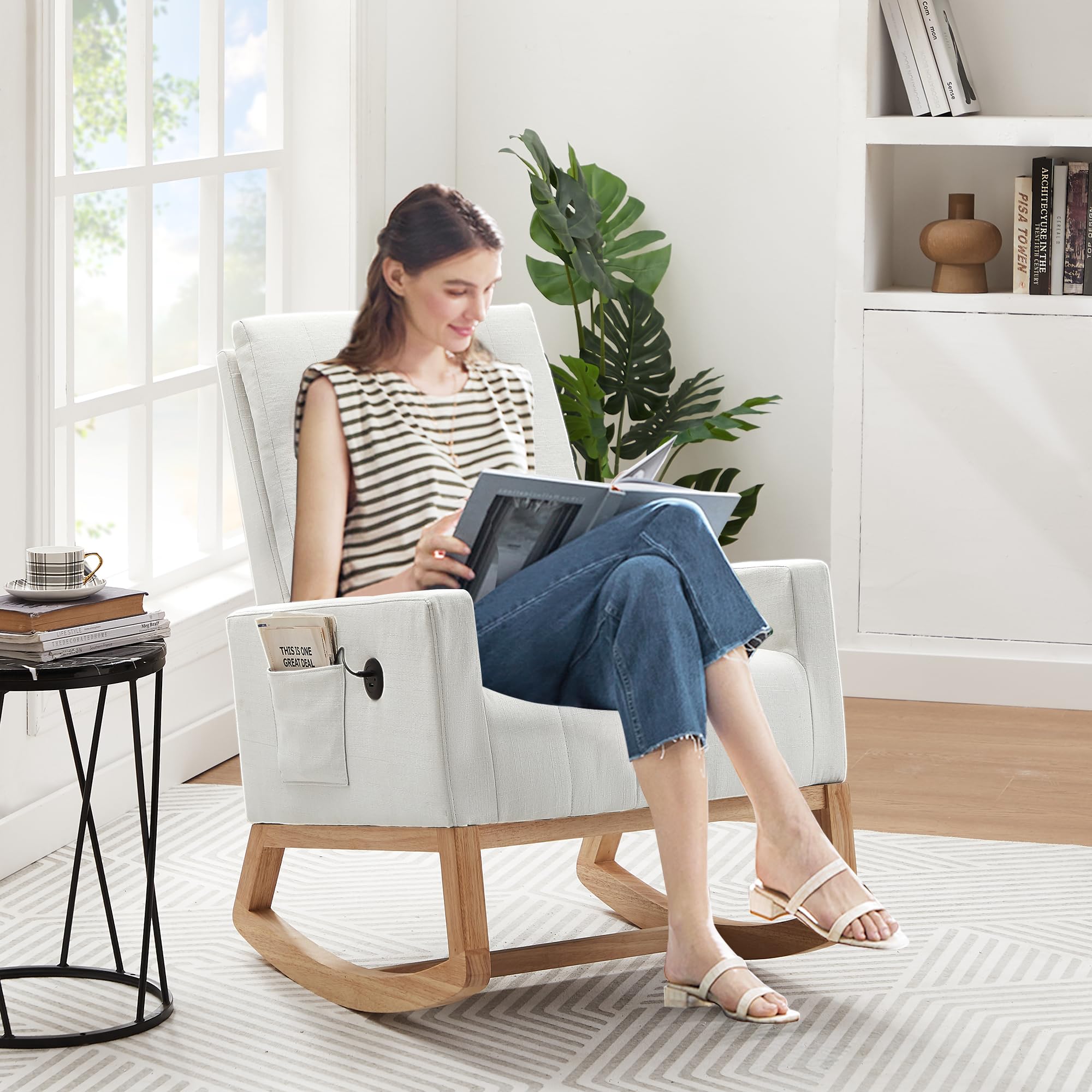 Mua VECELO Rocking Chair, Upholstered Glider Rocker for Nursery Comfy ...