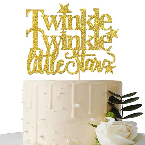 Gold Glitter Twinkle Twinkle Little Star Cake Topper - for Baby Shower ...