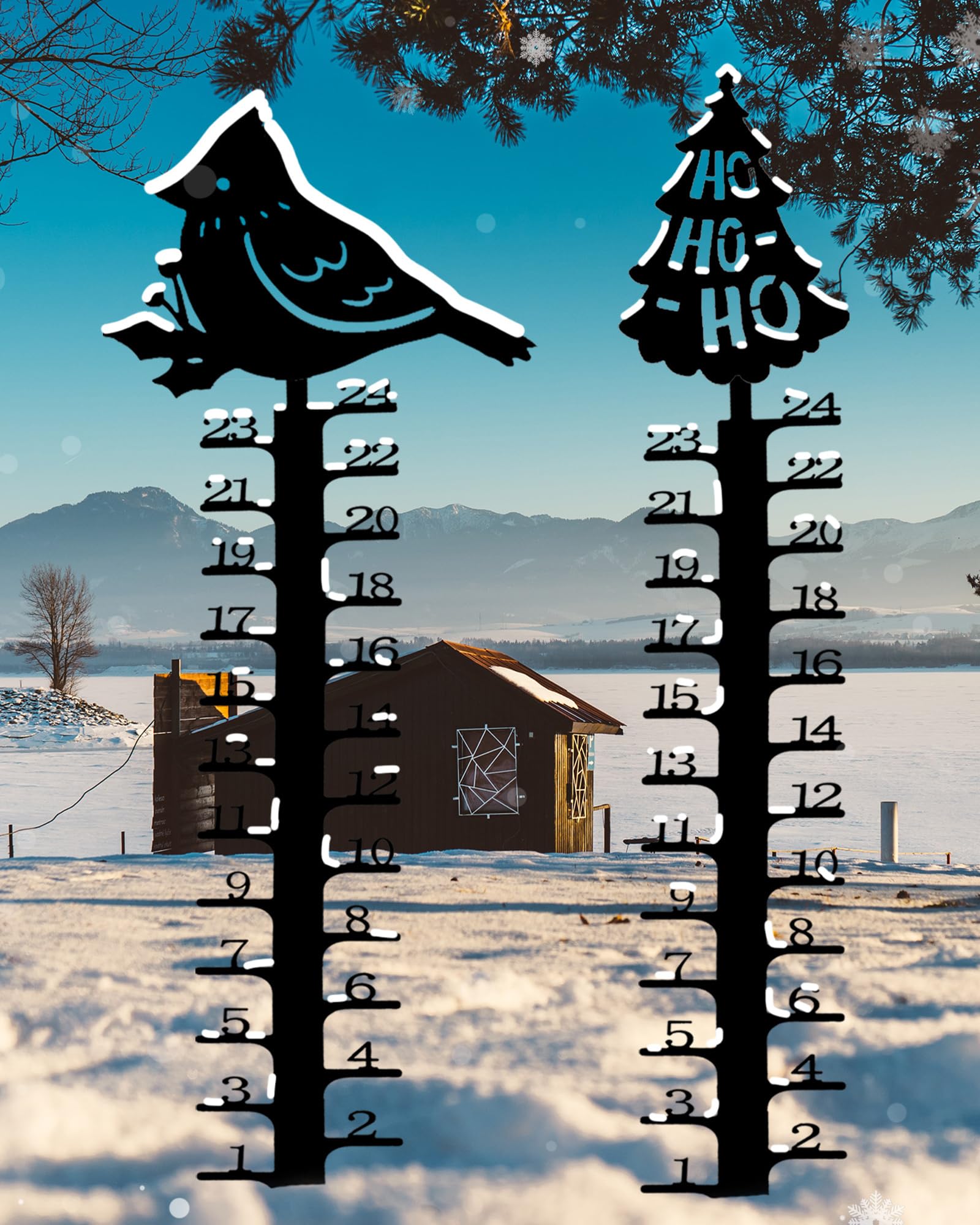 2PC Snow Gauge Outdoor, 24 Inch Snowfall Measuring Gauge, Handmade Snow ...